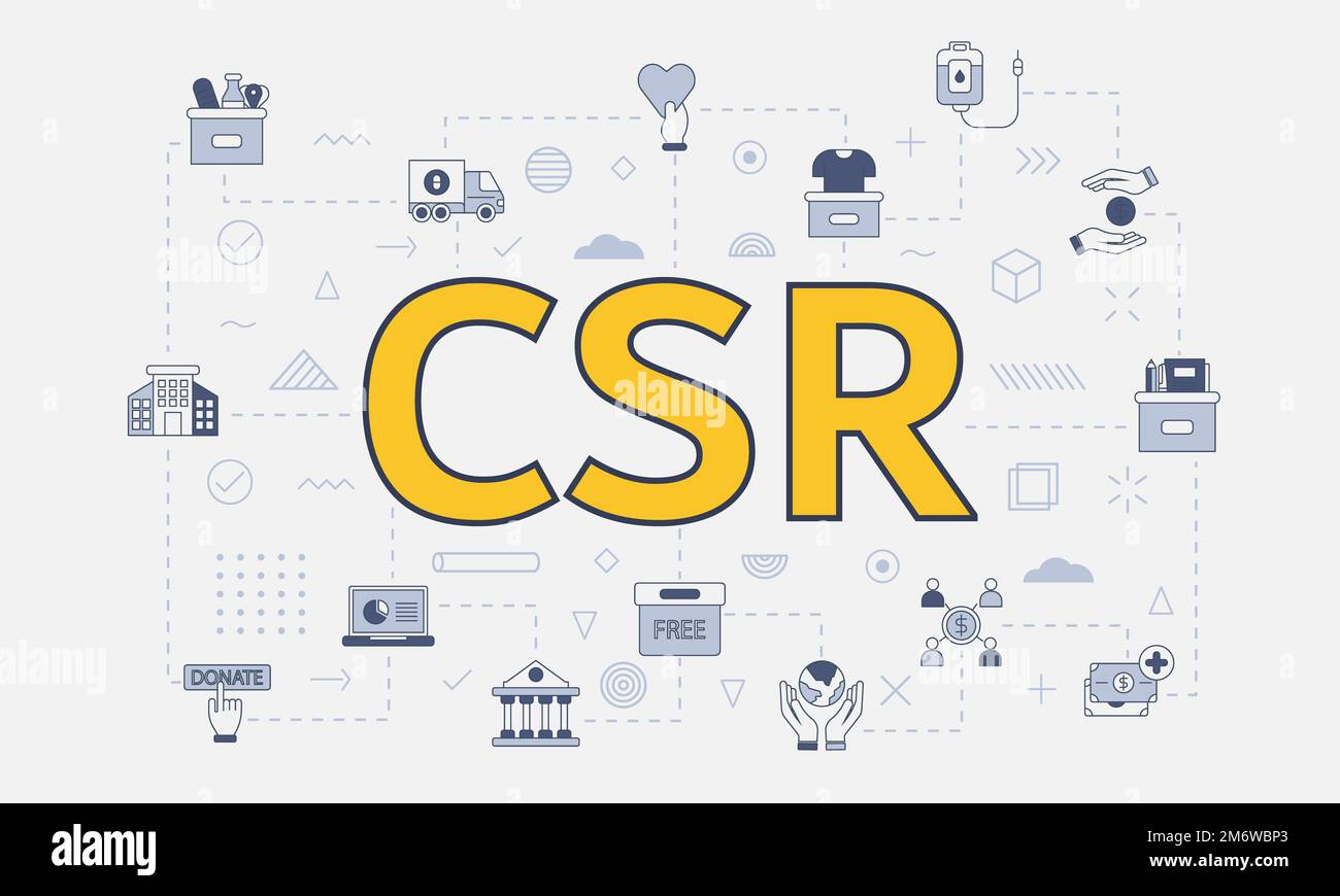 csr corporate social responsibility concept with icon set with big word ...