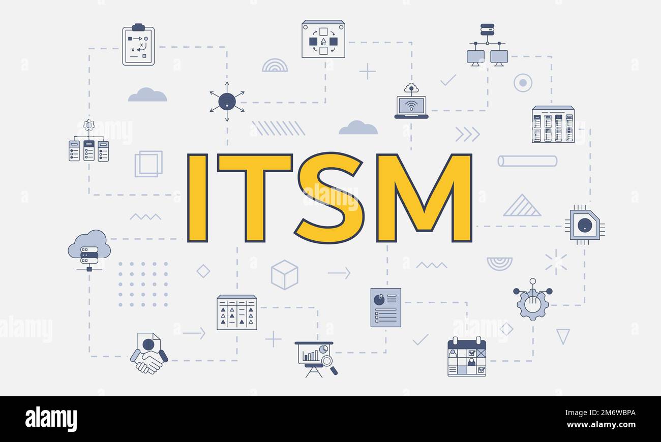 itsm information technology service management concept with icon set ...