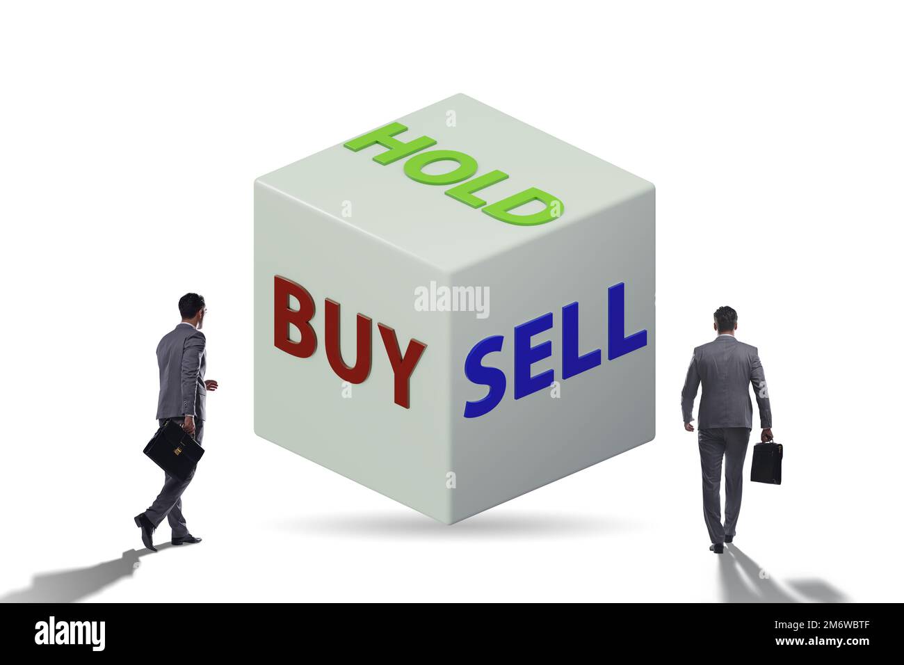 Trader with three options of buy sell and hold Stock Photo - Alamy
