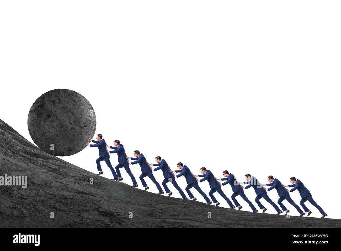 Man Pushing Rock Up Hill