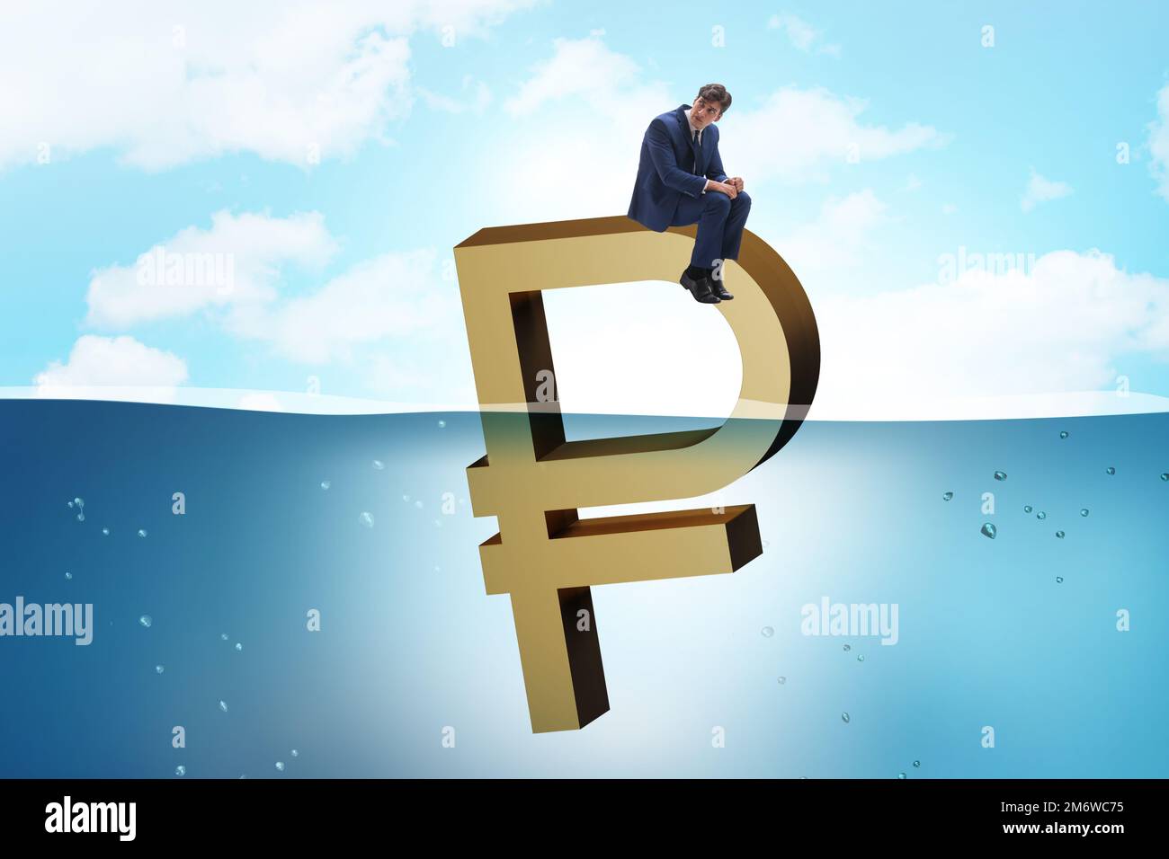 Concept of rouble devaluation and economic crisis Stock Photo - Alamy