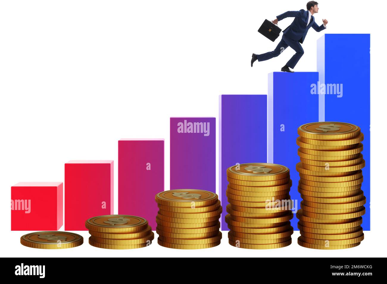 Income up chart in coins Cut Out Stock Images & Pictures - Alamy