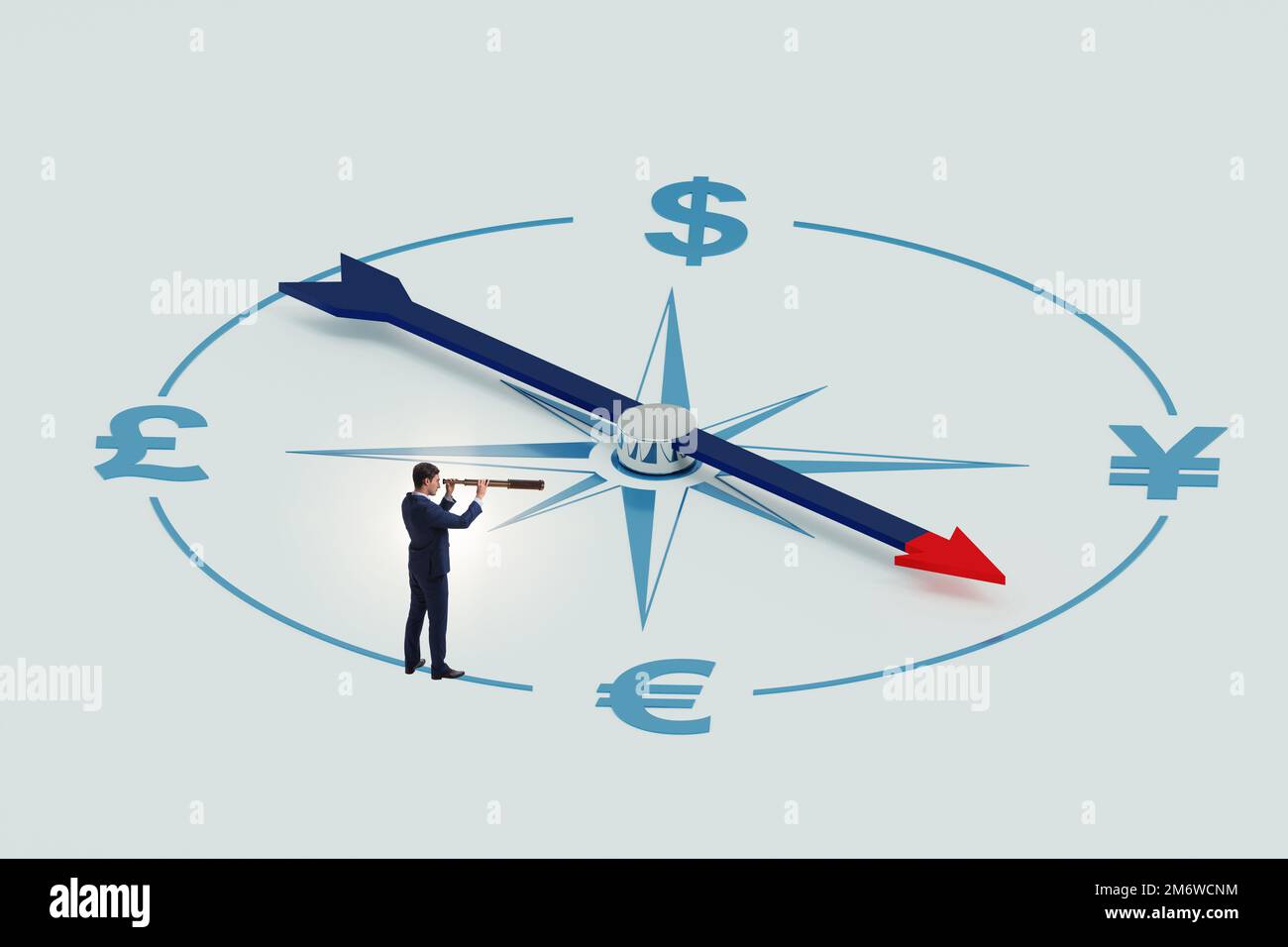 Businessman in currency trading concept with compass Stock Photo - Alamy