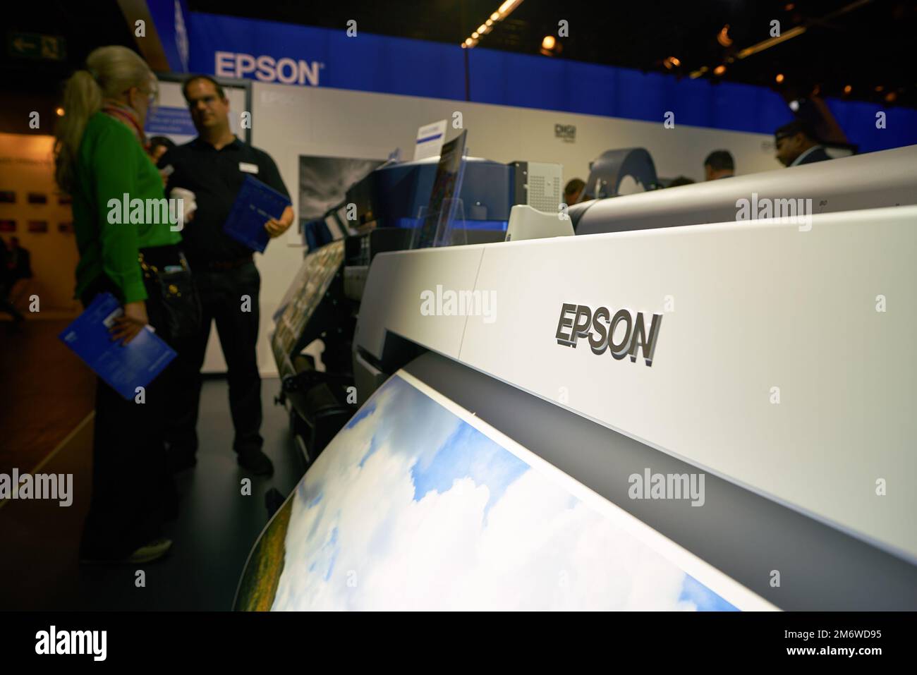 COLOGNE, GERMANY - CIRCA SEPTEMBER, 2018: close up shot of Epson ...