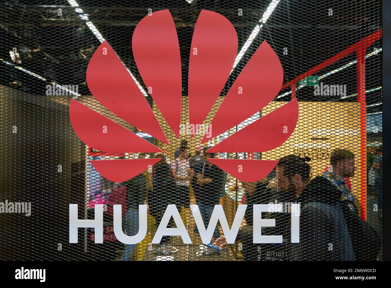 COLOGNE, GERMANY - CIRCA SEPTEMBER, 2018: close up shot of Huawei sign ...