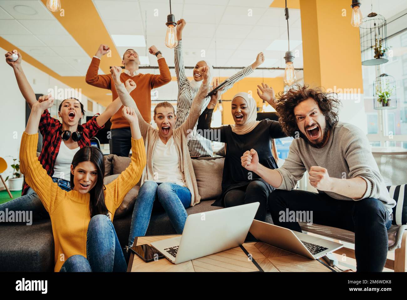 Group of business people in modern startup office, team success and job ...