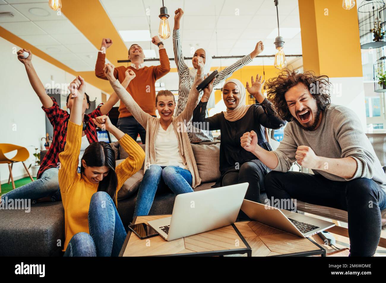 Group of business people in modern startup office, team success and job ...