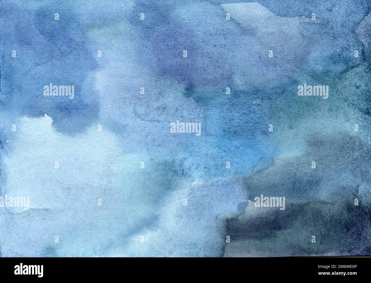 Blue hand-drawn watercolor background Stock Photo - Alamy
