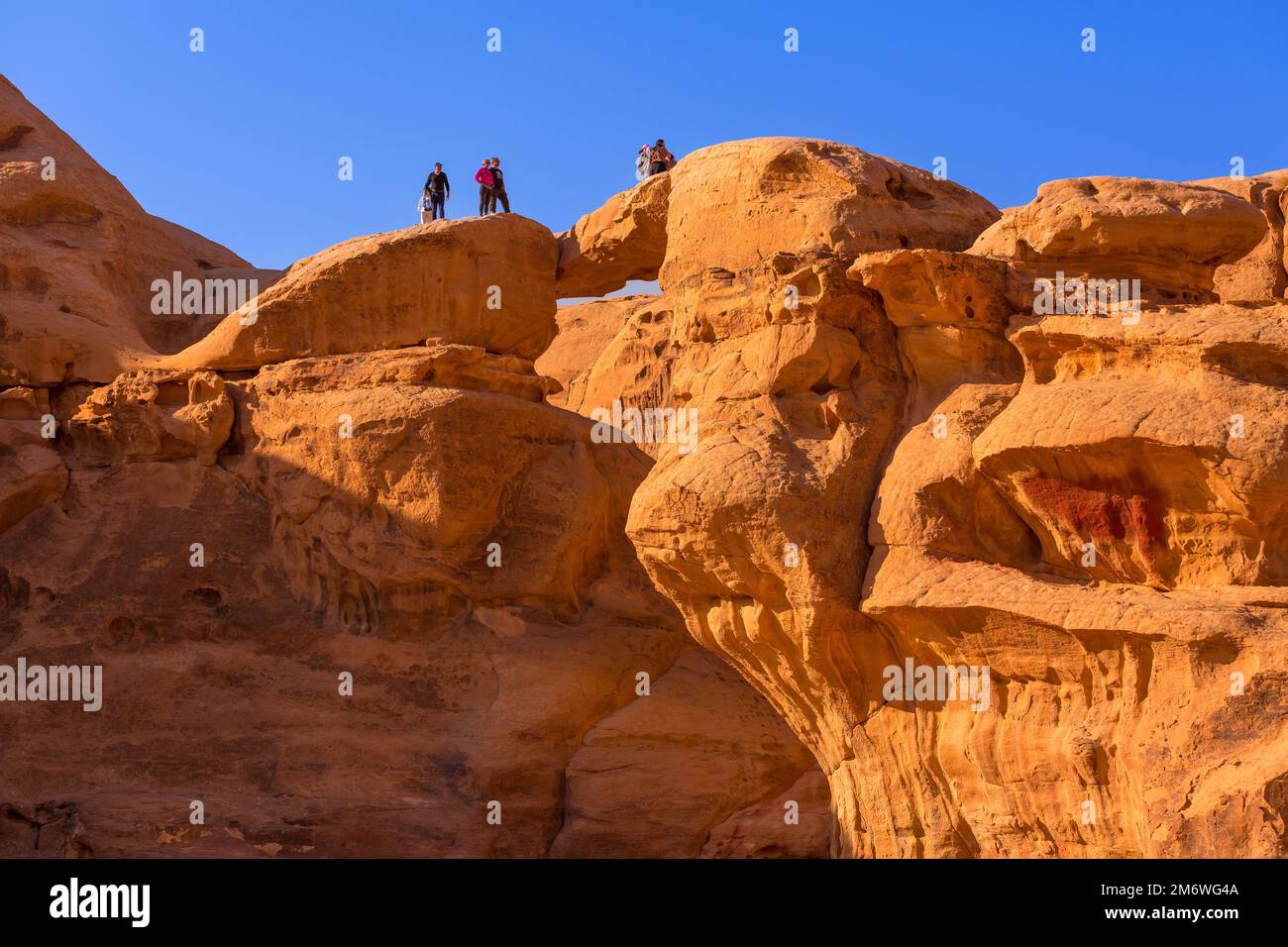 Wadi Rum Desert, Jordan, Um Frouth stone bridge Stock Photo - Alamy