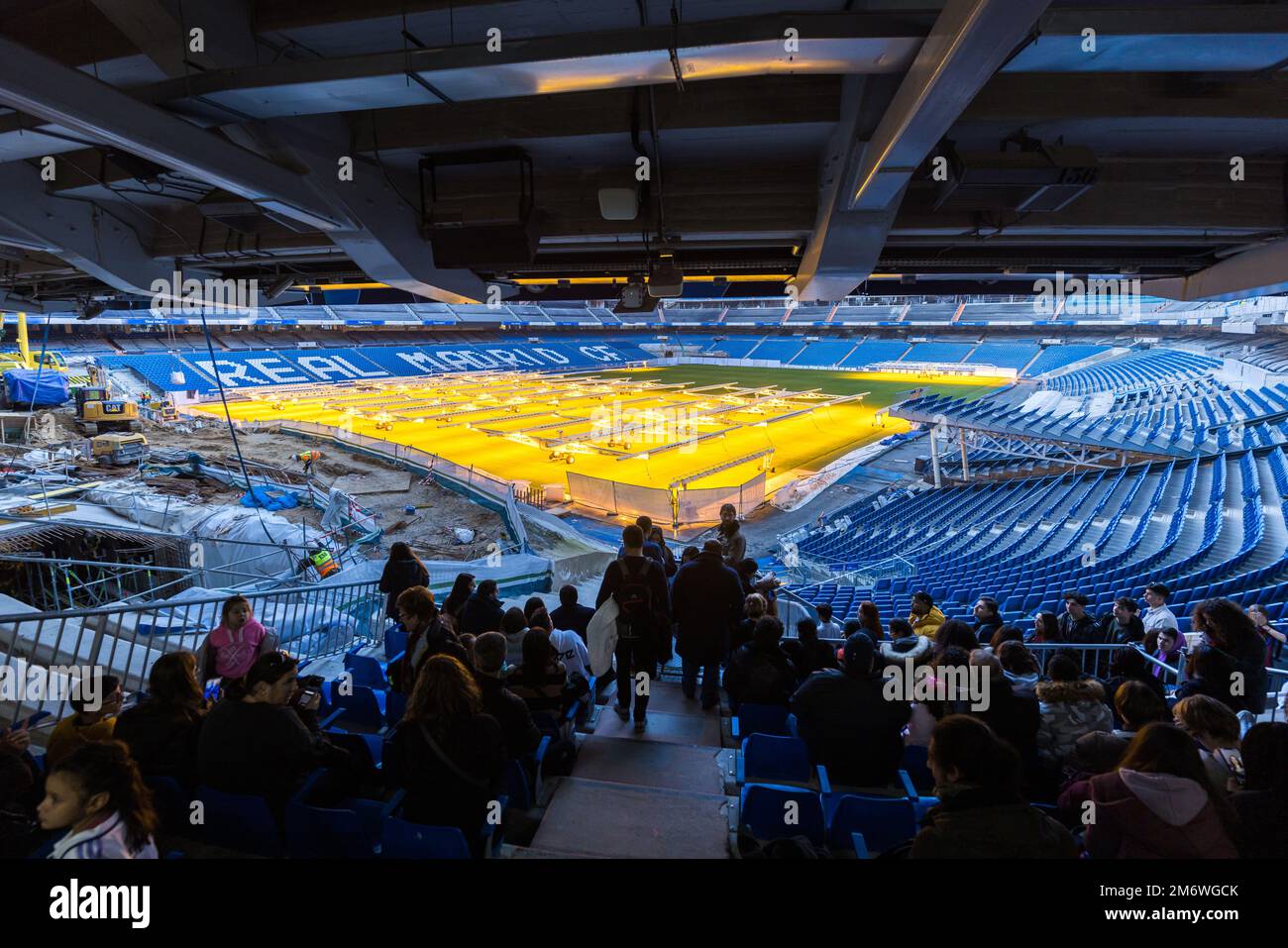 Madrid, Spain - January 04, 2023: Interior of the Santiago Bernabeu ... Madrid, Spain - January 04, 2023: Interior of the Santiago Bernabeu ...