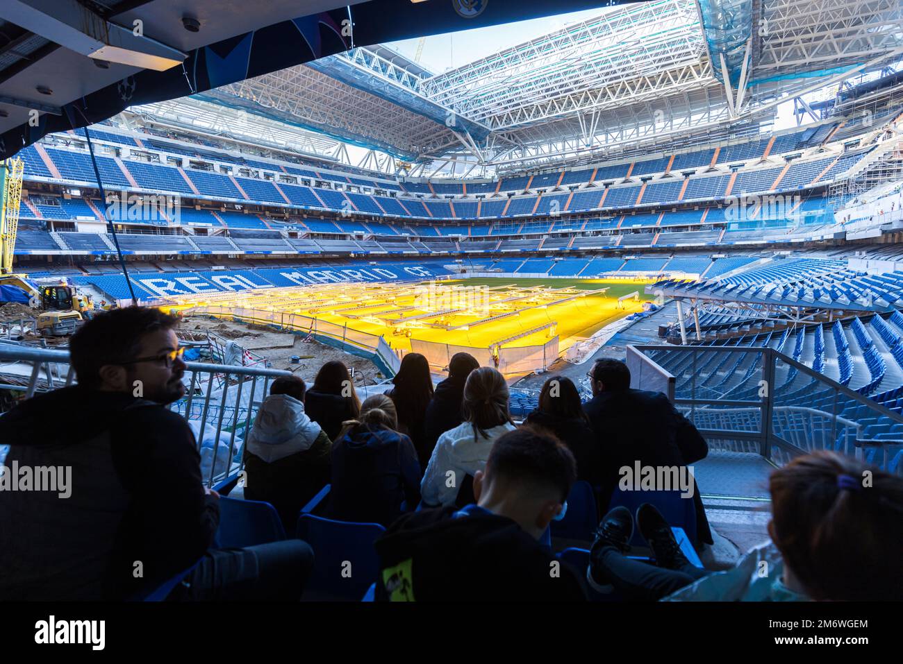 Madrid, Spain - January 04, 2023: Interior of the Santiago Bernabeu ... Madrid, Spain - January 04, 2023: Interior of the Santiago Bernabeu ...