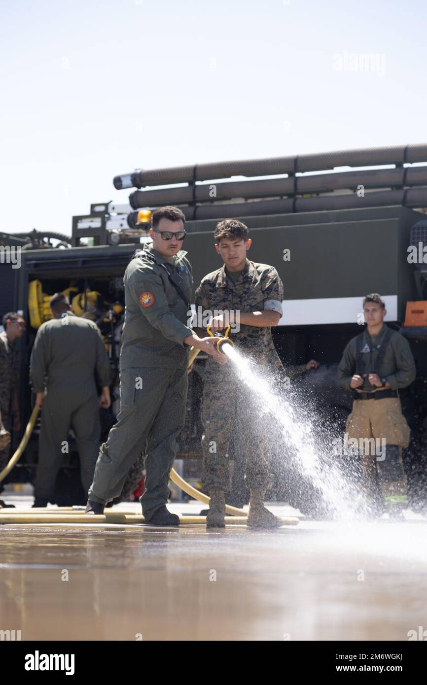 U.S. Marine Corps Cpl. Jake Vidro, crew chief, Aircraft Rescue and ...