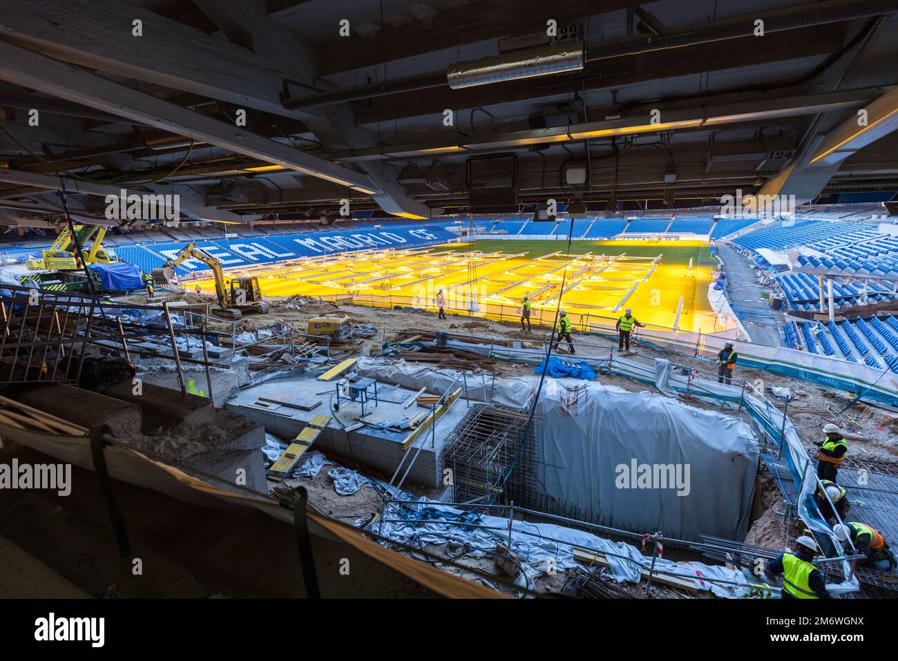 Madrid, Spain - January 04, 2023: Interior of the Santiago Bernabeu ... Madrid, Spain - January 04, 2023: Interior of the Santiago Bernabeu ...