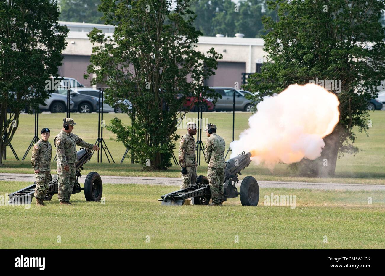 The Fort Jackson salute battery fires off a volley to honor Col ...