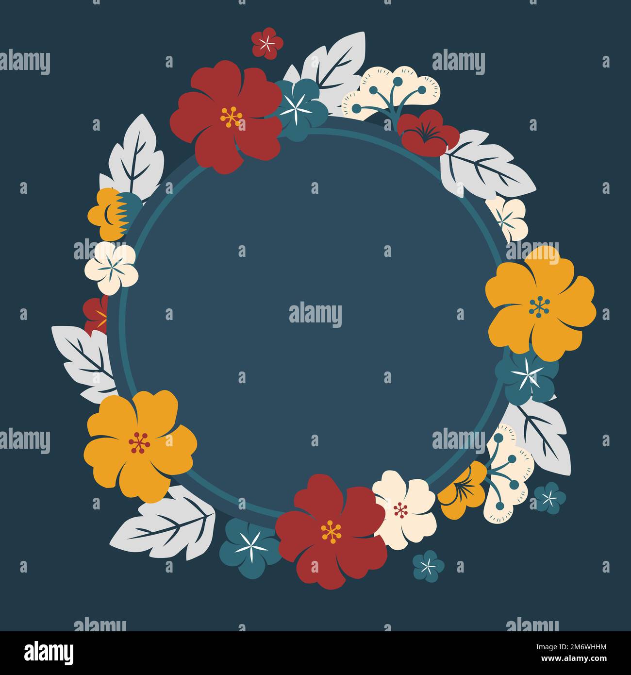 Round colorful floral border vector Stock Vector Image & Art - Alamy