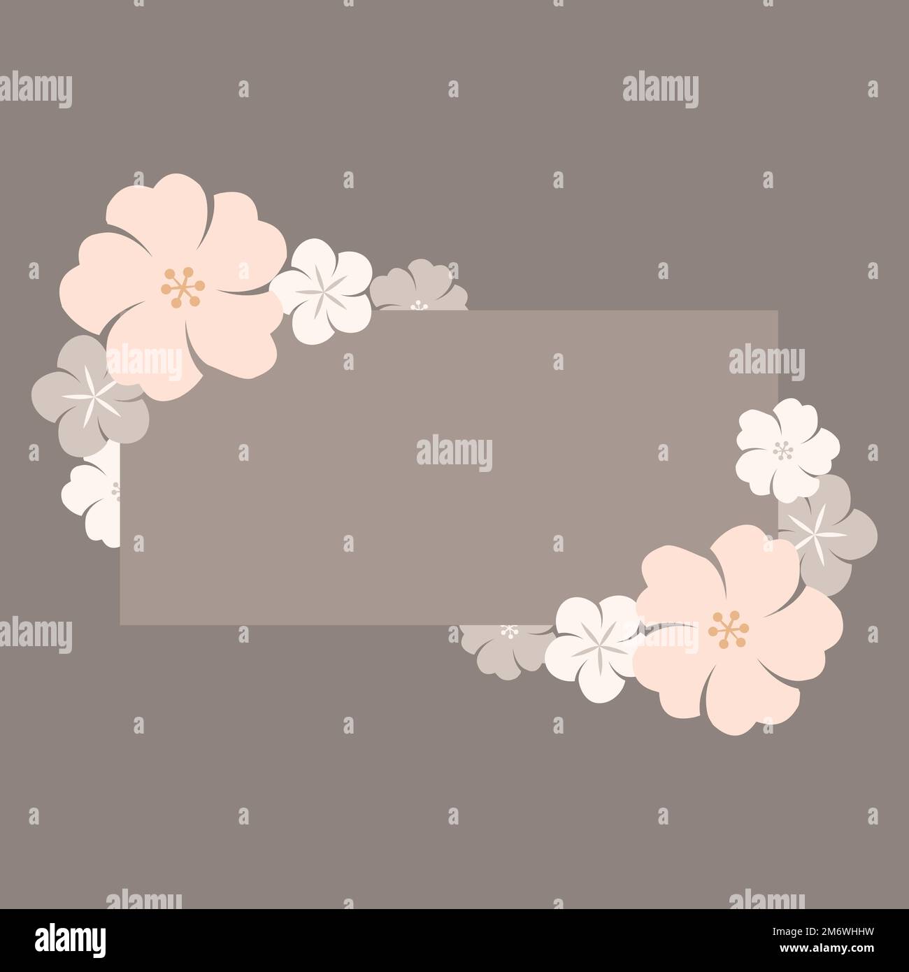 Rectangle beige floral border vector Stock Vector Image & Art - Alamy