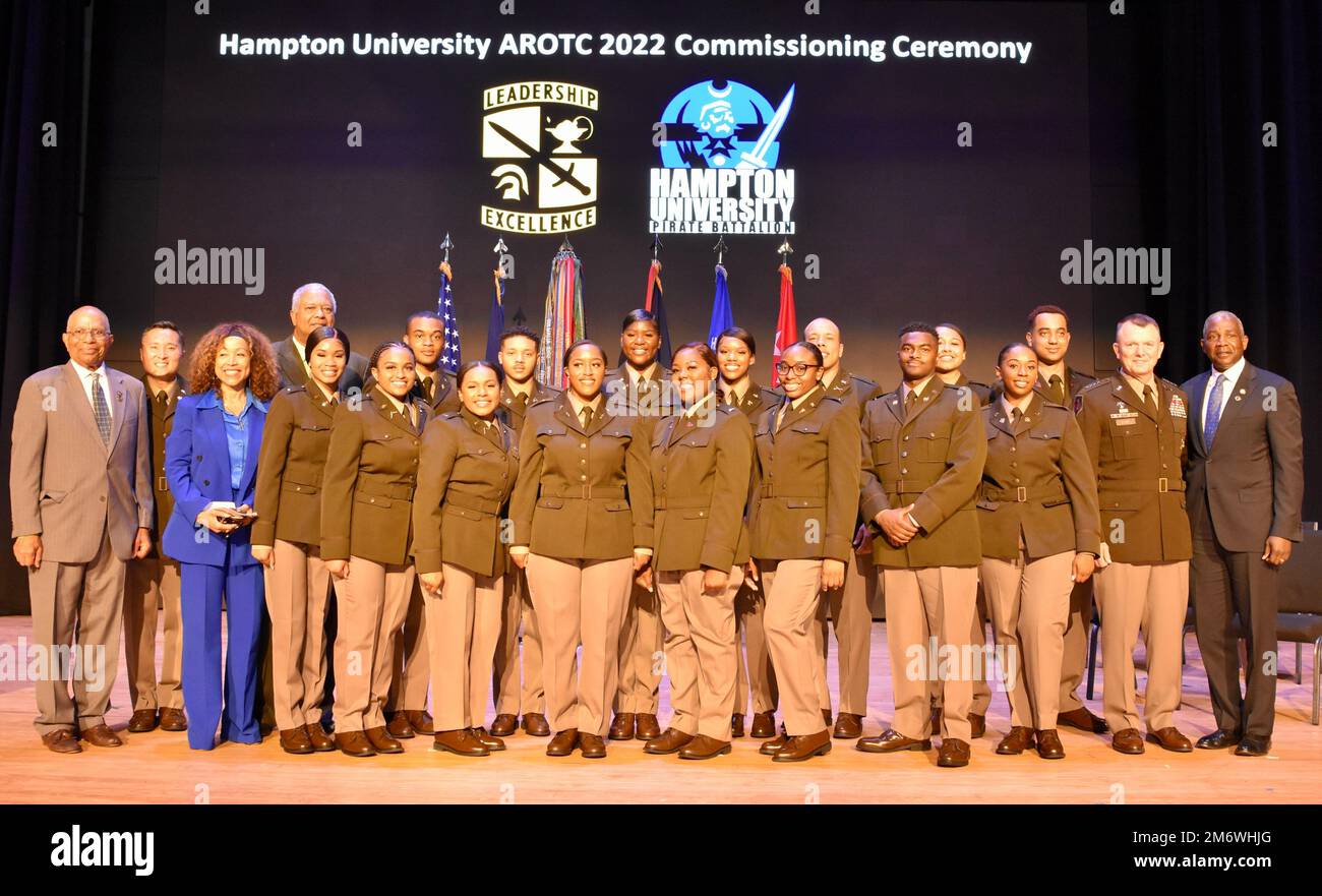 General Funk with the 2022 commissionees from Hampton University's ...