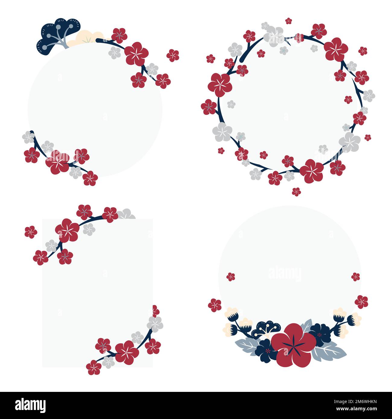 Round colorful floral borders vector set Stock Vector Image & Art - Alamy