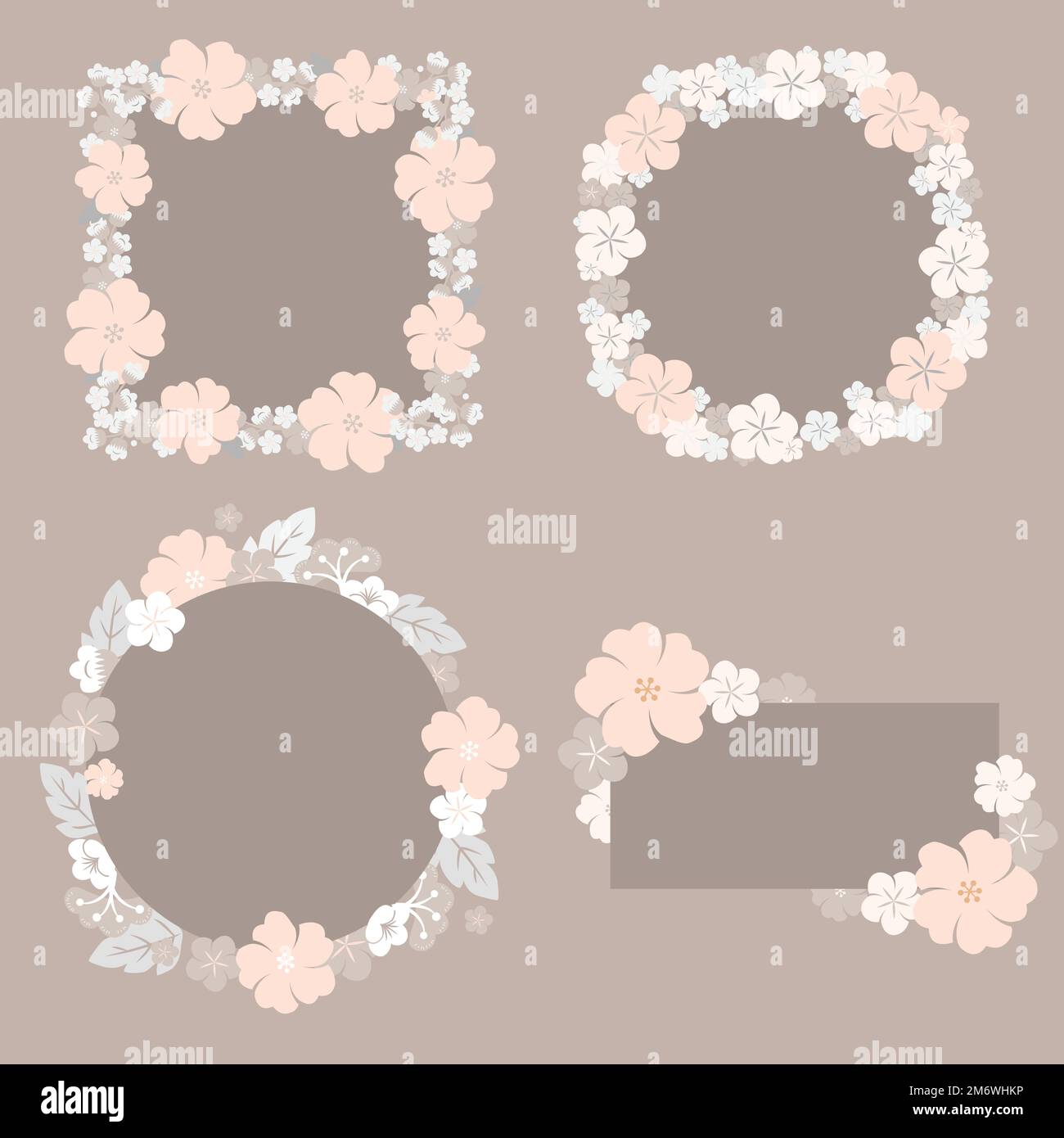 Round beige floral borders vector set Stock Vector Image & Art - Alamy