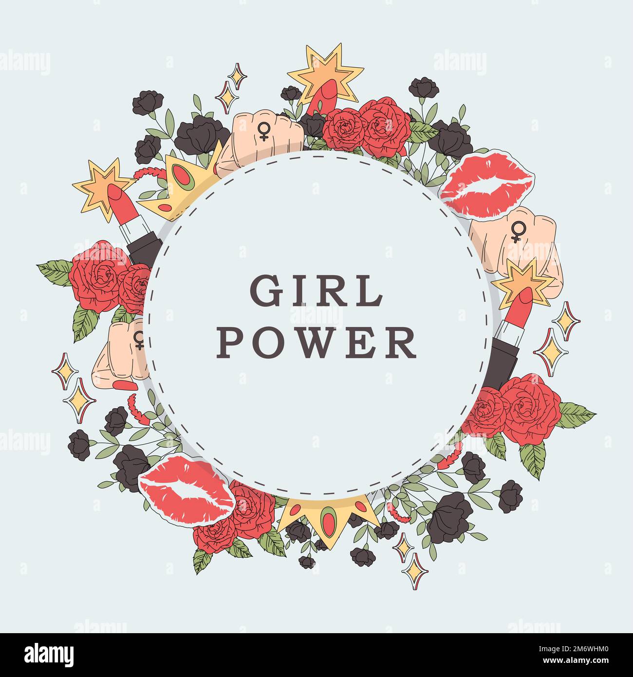 Girl power flower frame vector Stock Vector Image & Art - Alamy