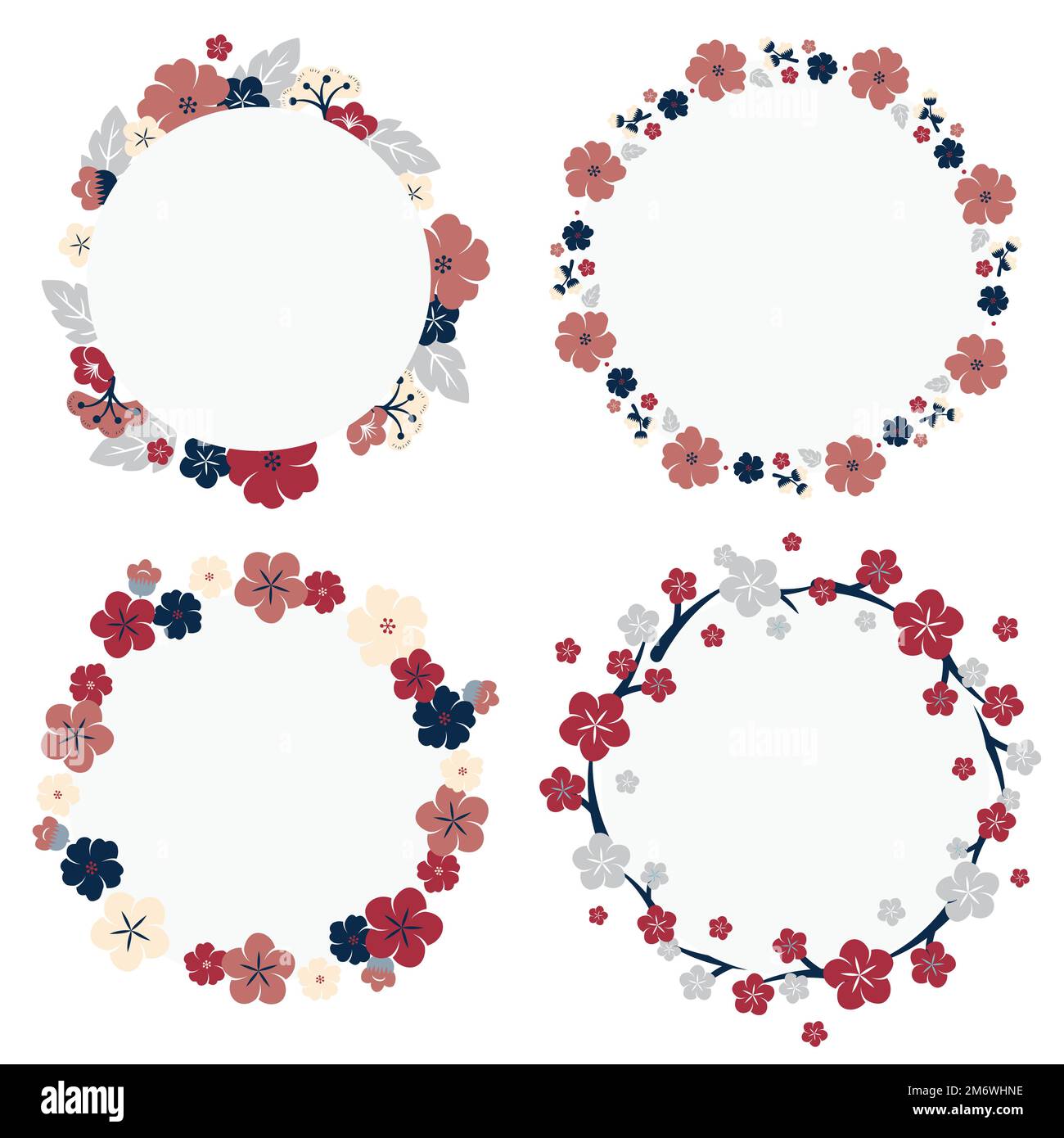 Round colorful floral borders vector set Stock Vector Image & Art - Alamy