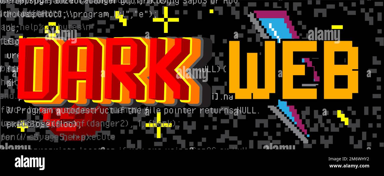 Dark Web. Pixelated word with geometric graphic background. Vector ...
