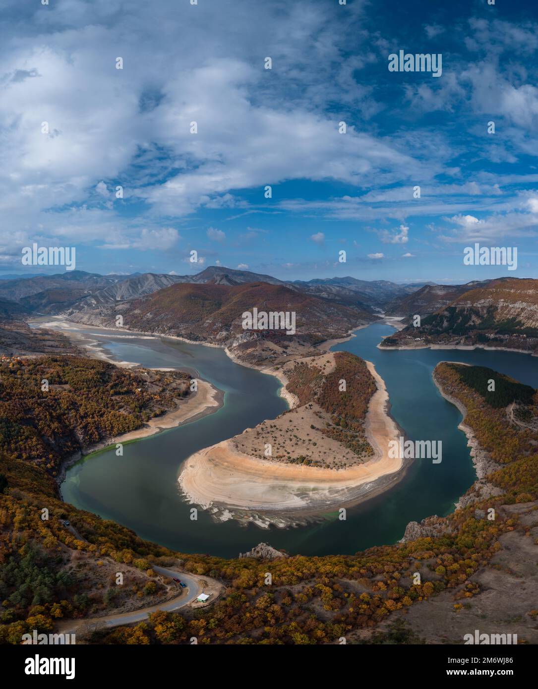 Drone view of the Kardzhali reservoir and Arda River Bends in Bulgaria ...