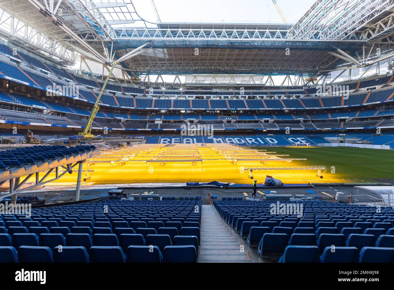 Madrid, Spain - January 04, 2023: Interior of the Santiago Bernabeu ...