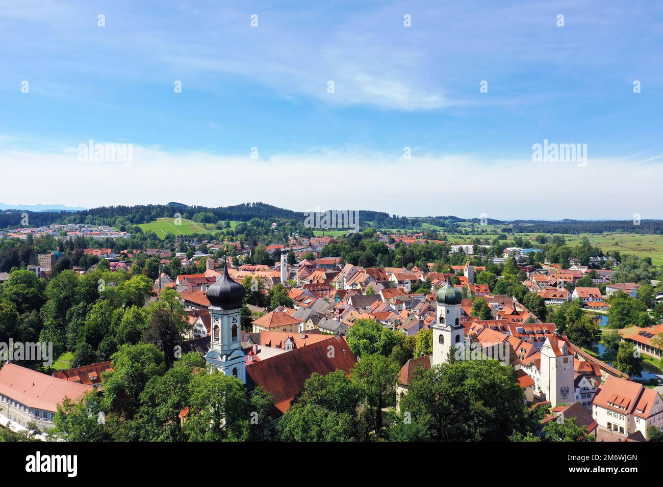 Aerial view of Isny im AllgÃ¤u with a view of the castle and the ...