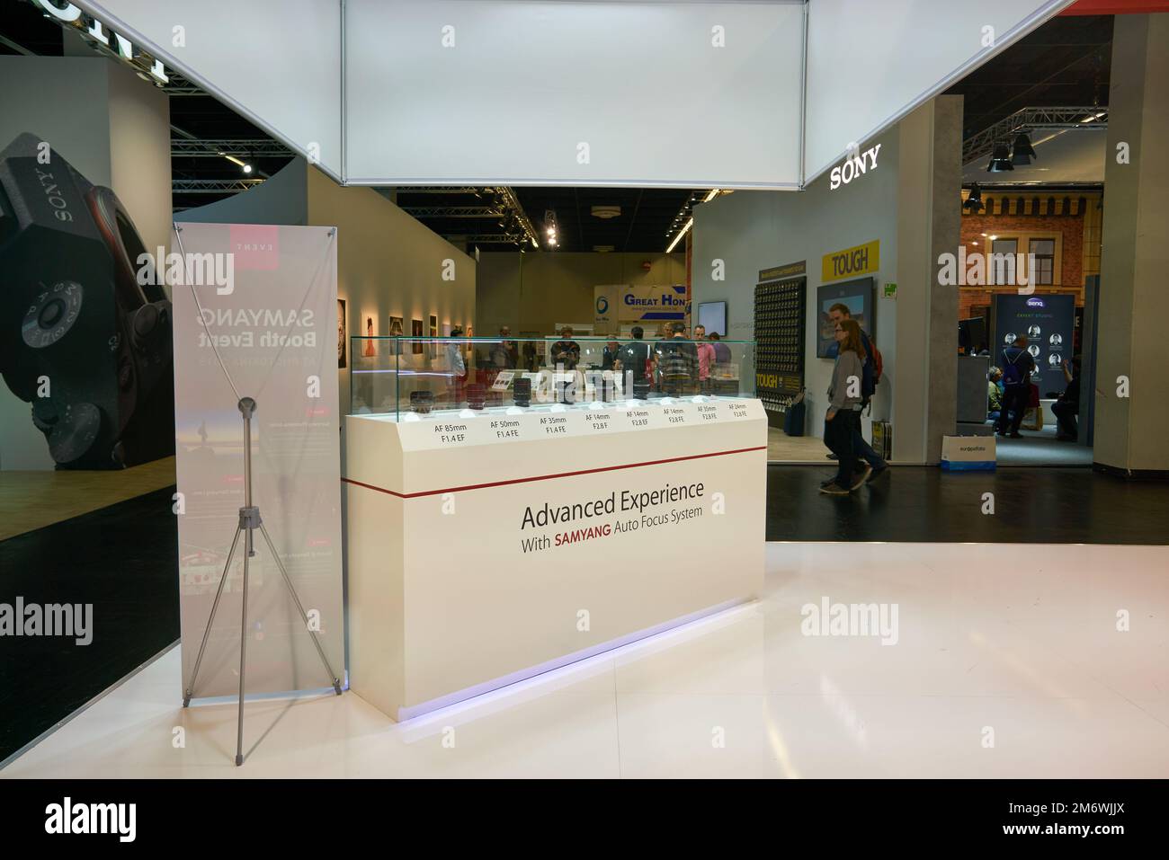 COLOGNE, GERMANY - CIRCA SEPTEMBER, 2018: Samyang lens on display at ...