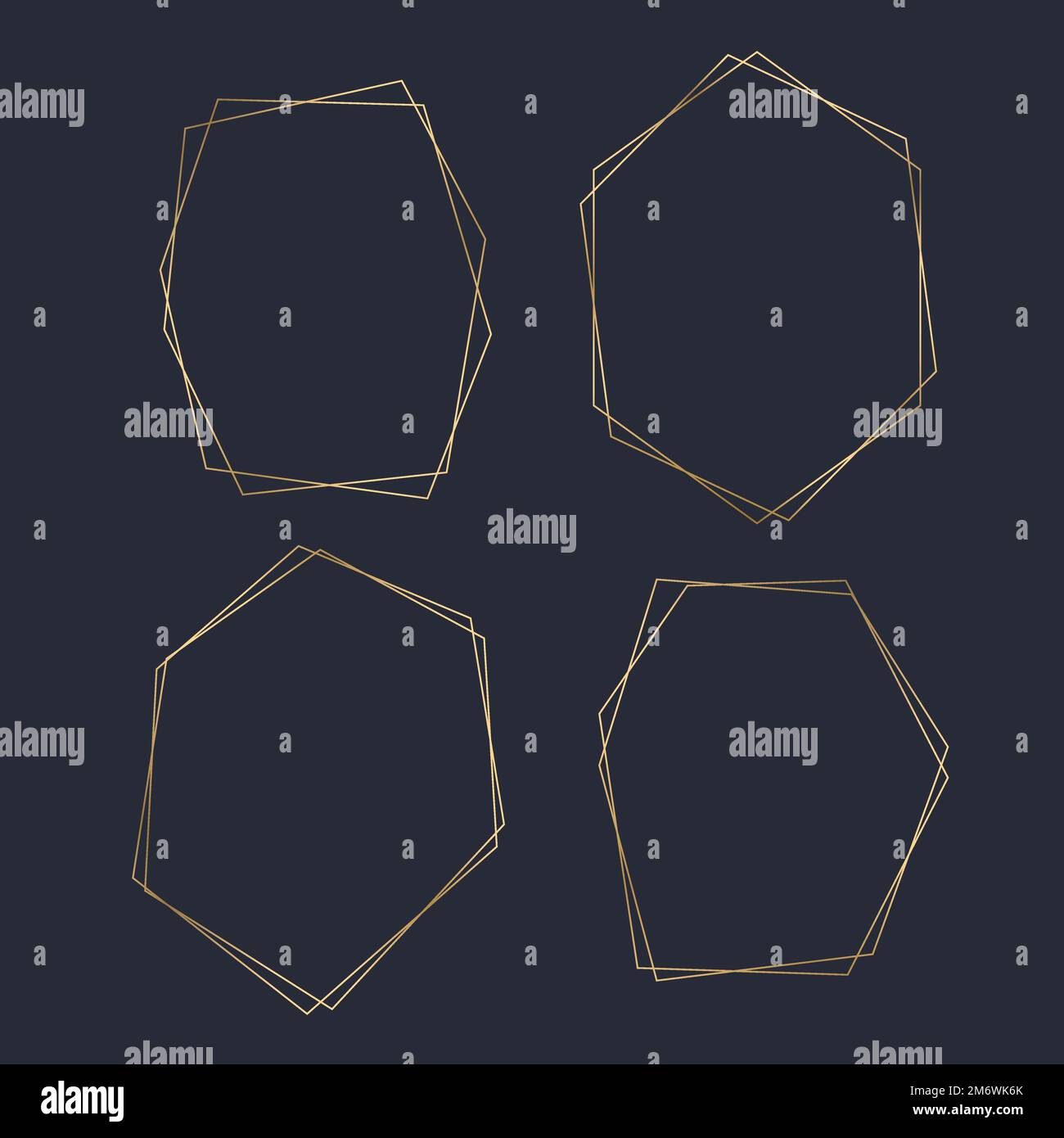 Golden blank hexagon frame vector set Stock Vector Image & Art - Alamy
