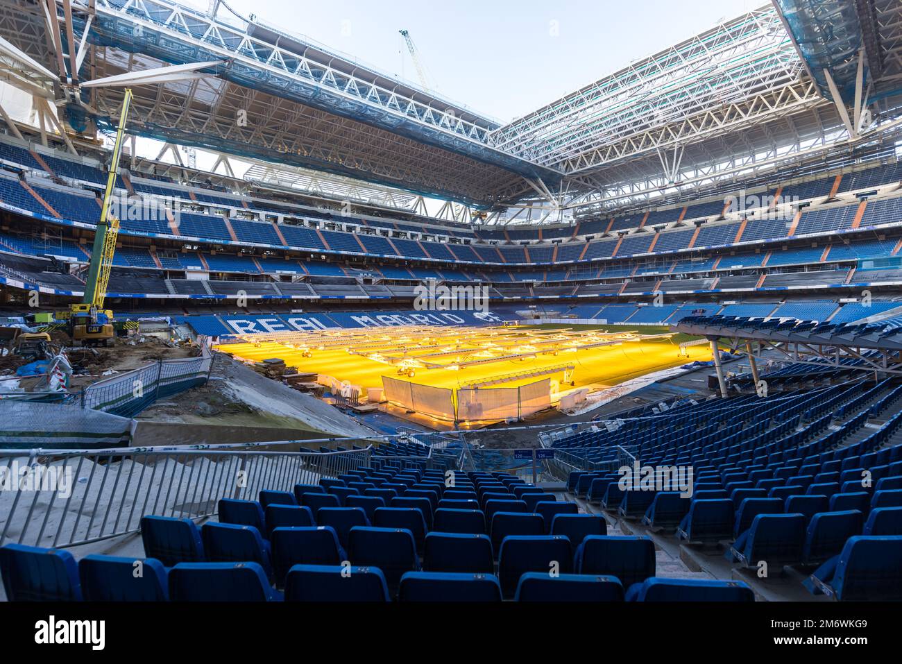 Madrid, Spain - January 04, 2023: Interior of the Santiago Bernabeu ...