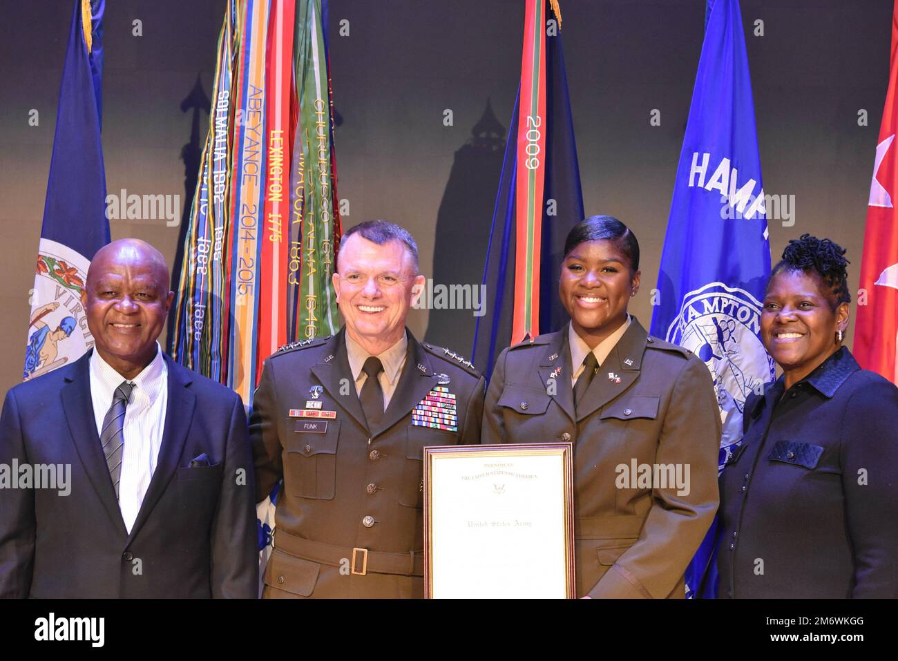 Newly promoted 2nd Lt. with family and Gen. Funk Stock Photo - Alamy