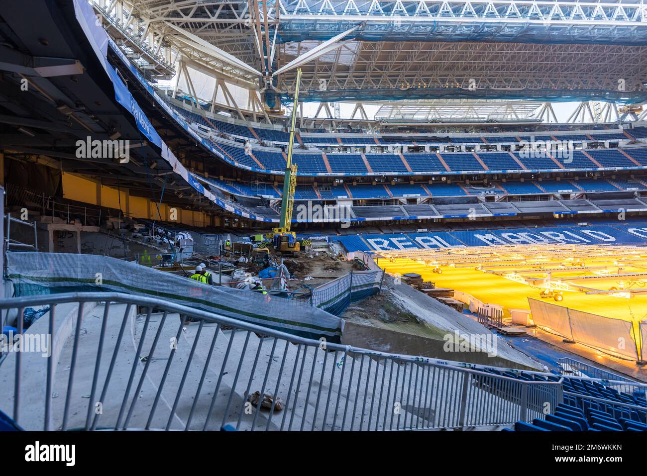 Madrid, Spain - January 04, 2023: Interior of the Santiago Bernabeu ... Madrid, Spain - January 04, 2023: Interior of the Santiago Bernabeu ...