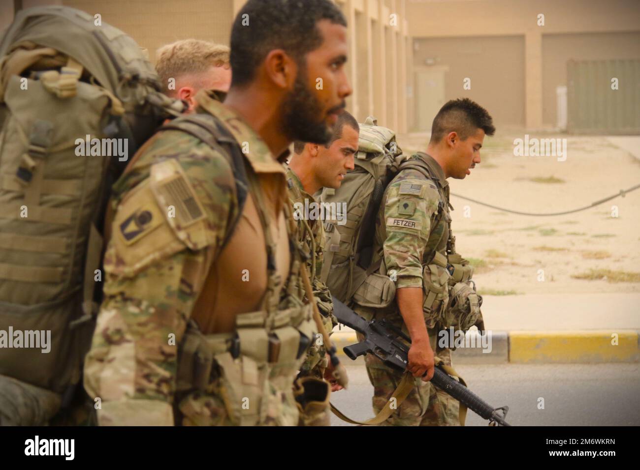 Task Force Spartan Soldiers ruck during the Best Squad Competition on ...