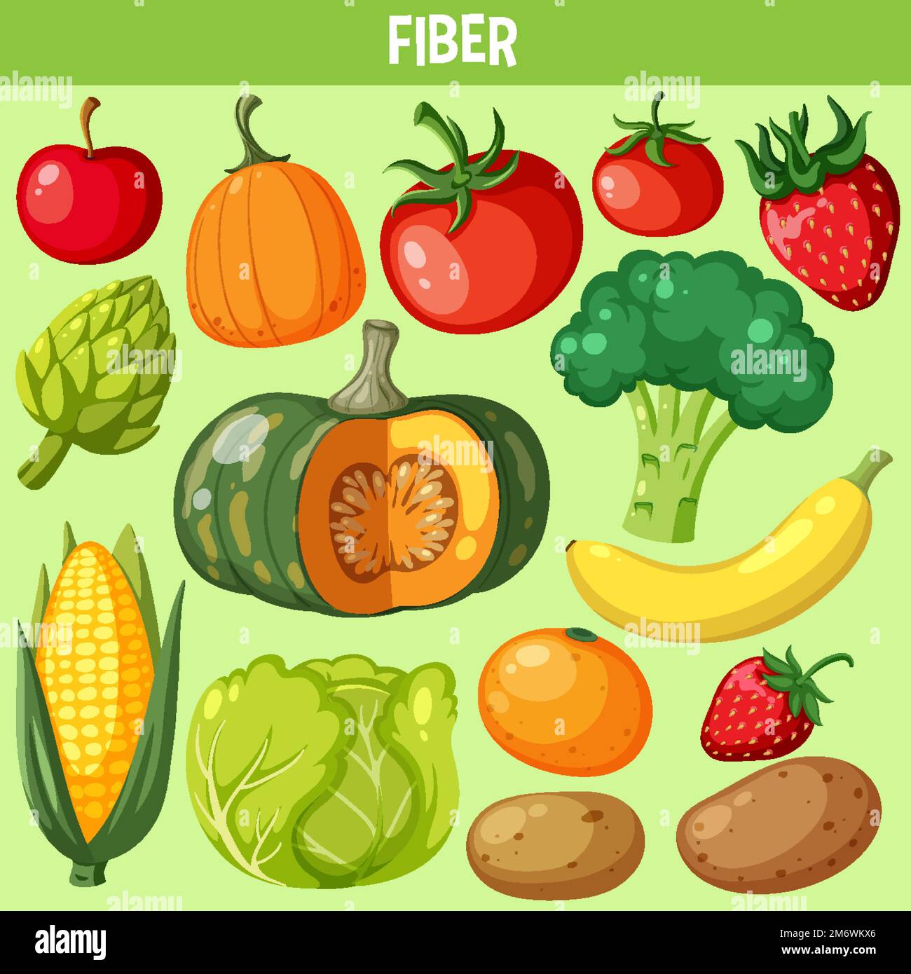 Vegetables and fruits fiber foods group illustration Stock Vector Image ...