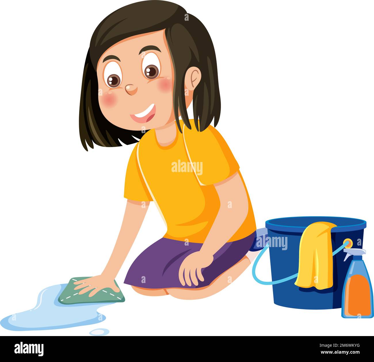 Cartoon character of kid cleaning illustration Stock Vector Image & Art ...