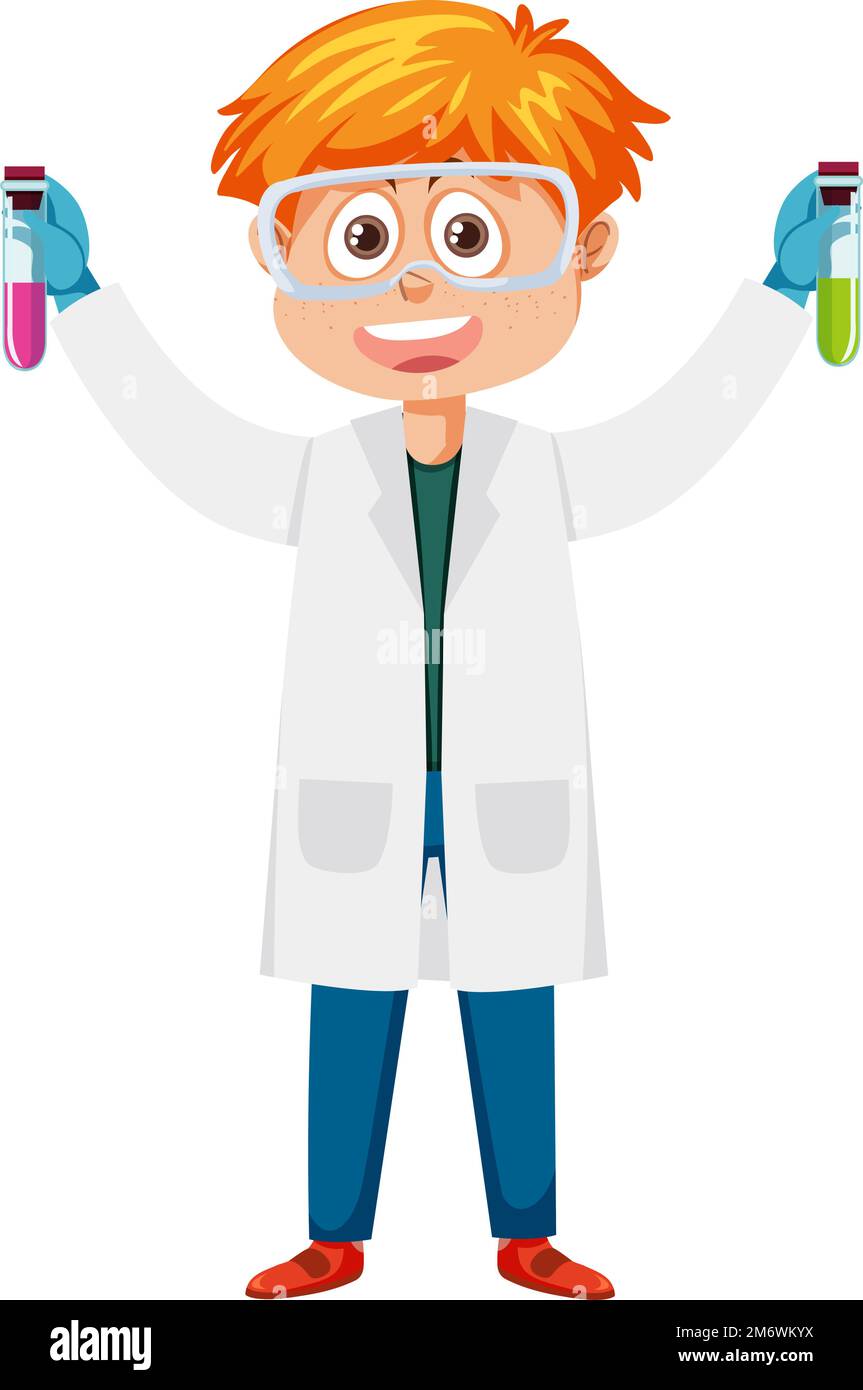 Cute scientist boy cartoon character illustration Stock Vector Image ...