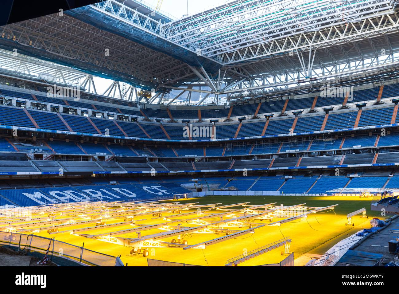 Madrid, Spain - January 04, 2023: Interior of the Santiago Bernabeu ...