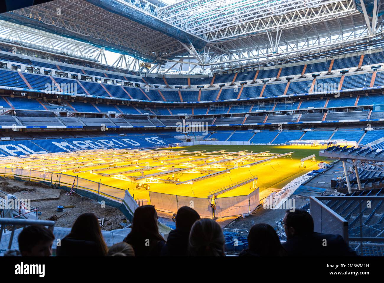 Madrid, Spain - January 04, 2023: Interior of the Santiago Bernabeu ... Madrid, Spain - January 04, 2023: Interior of the Santiago Bernabeu ...