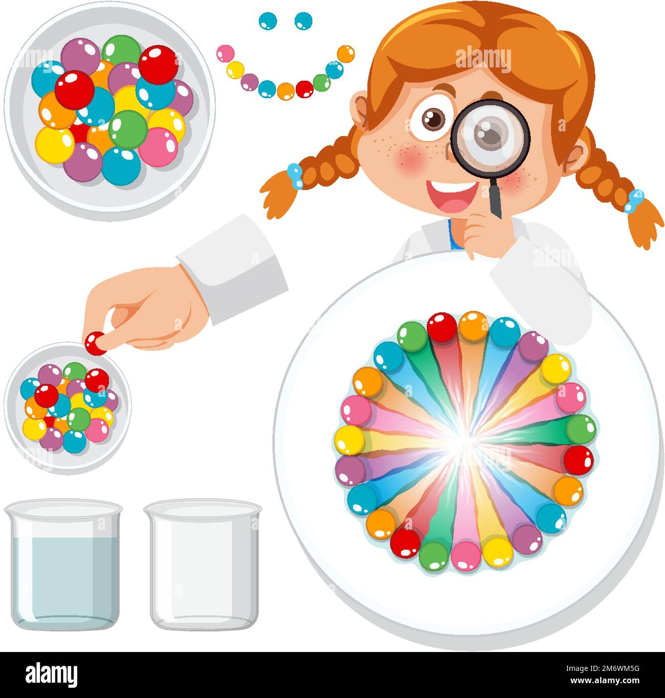 Rainbow skittles science experiment illustration Stock Vector Image ...