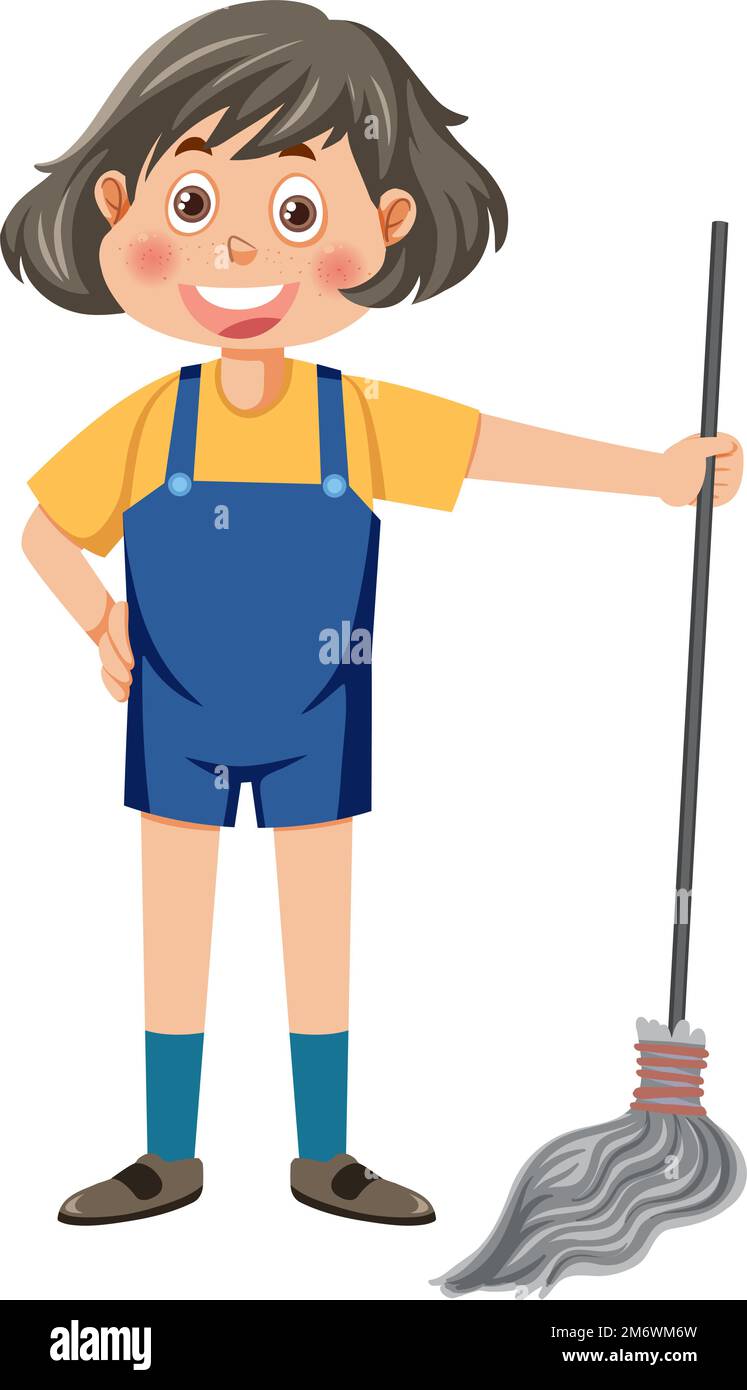 Cartoon character of kid cleaning illustration Stock Vector Image & Art ...