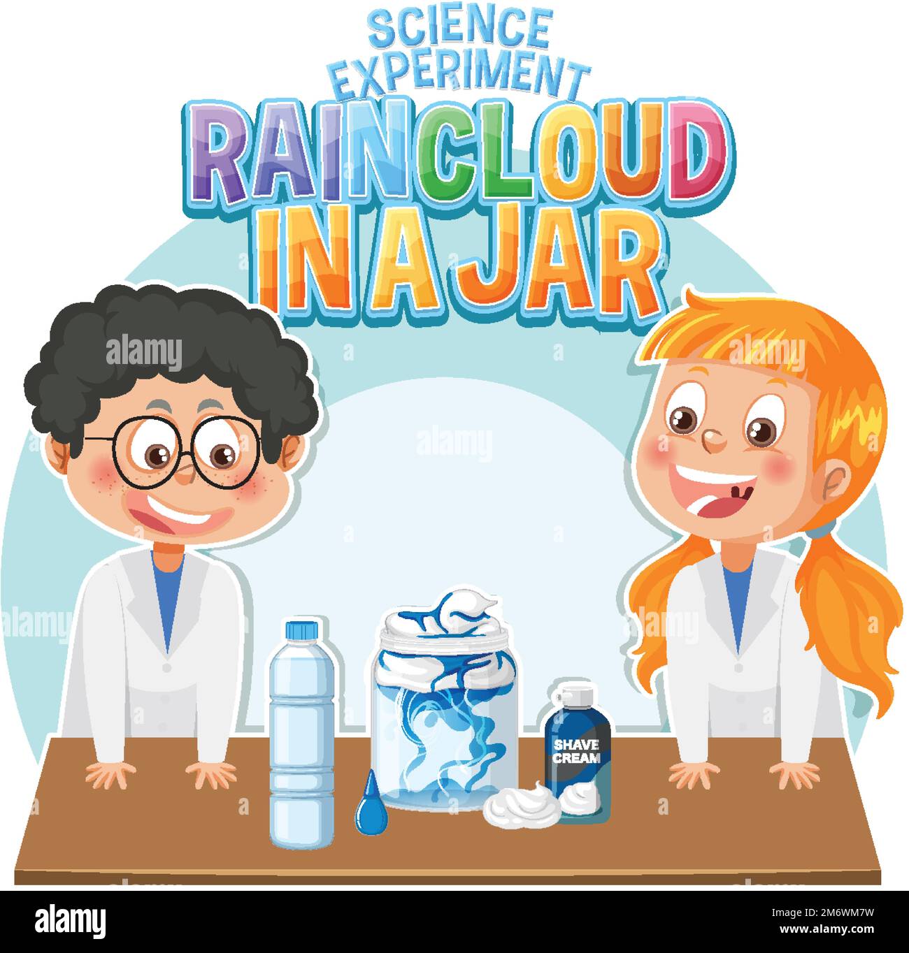 Rain cloud in a jar science experiment illustration Stock Vector Image ...