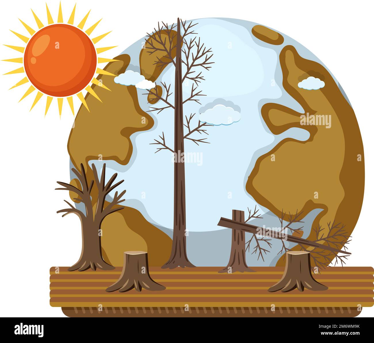 Drought stricken area on the globe from global warming illustration ...