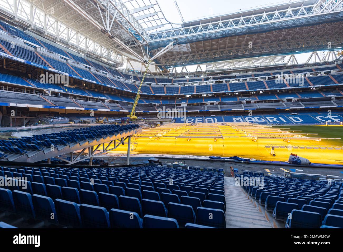Madrid, Spain - January 04, 2023: Interior of the Santiago Bernabeu ...