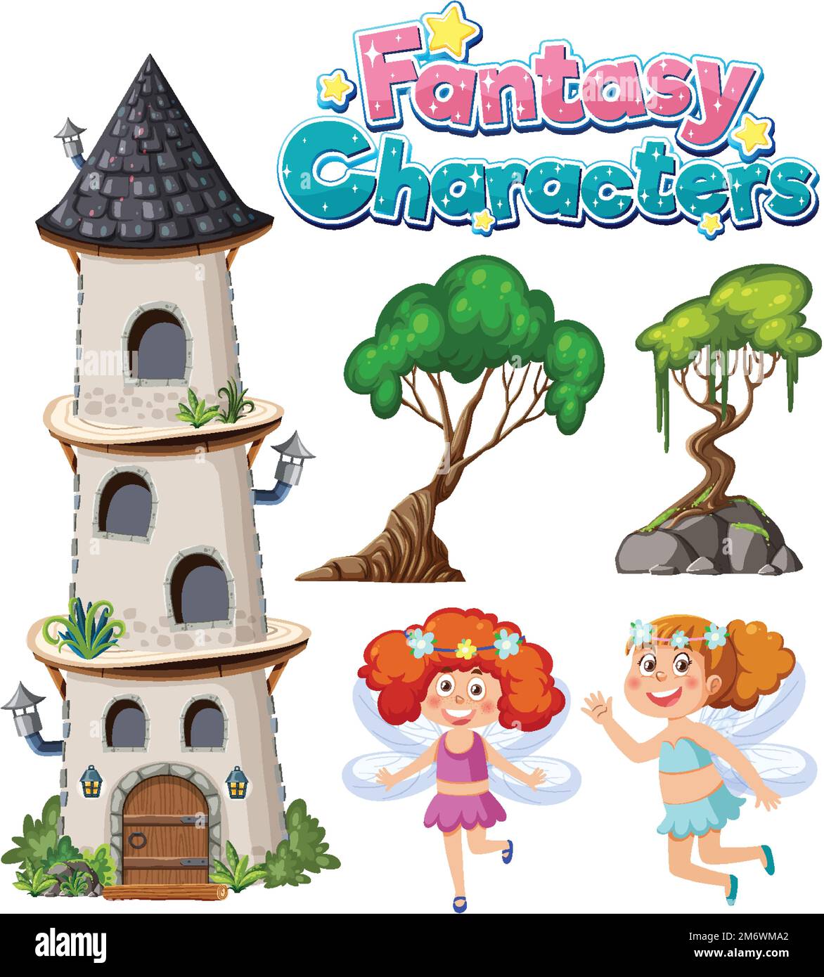 Fantasy characters and objects set illustration Stock Vector Image ...