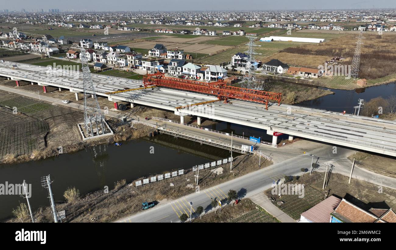 Aerial photo shows the Siguanhe Bridge of Yangkou-Nantong Expressway ...