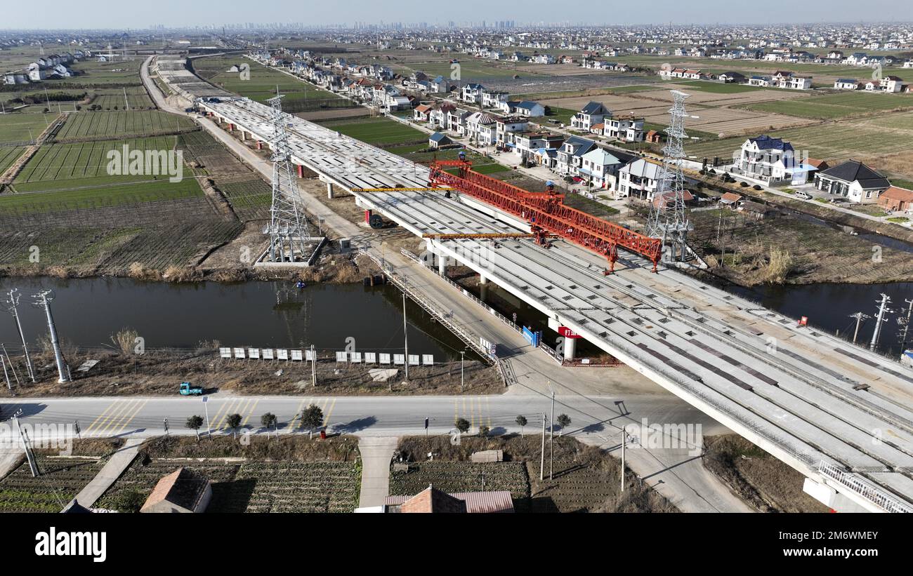 Aerial photo shows the Siguanhe Bridge of Yangkou-Nantong Expressway ...