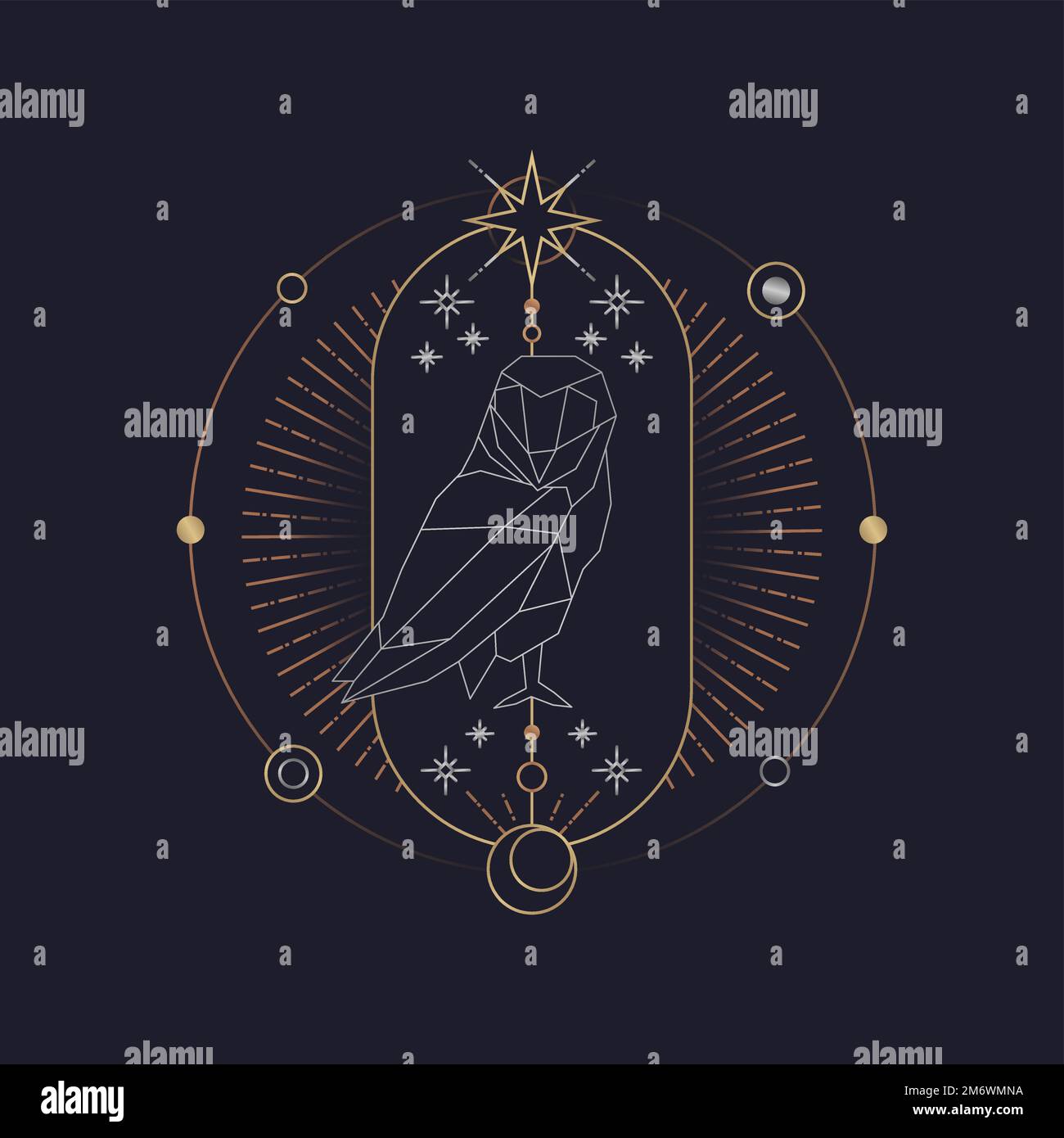 Geometric owl mystic symbol vector Stock Vector Image & Art - Alamy