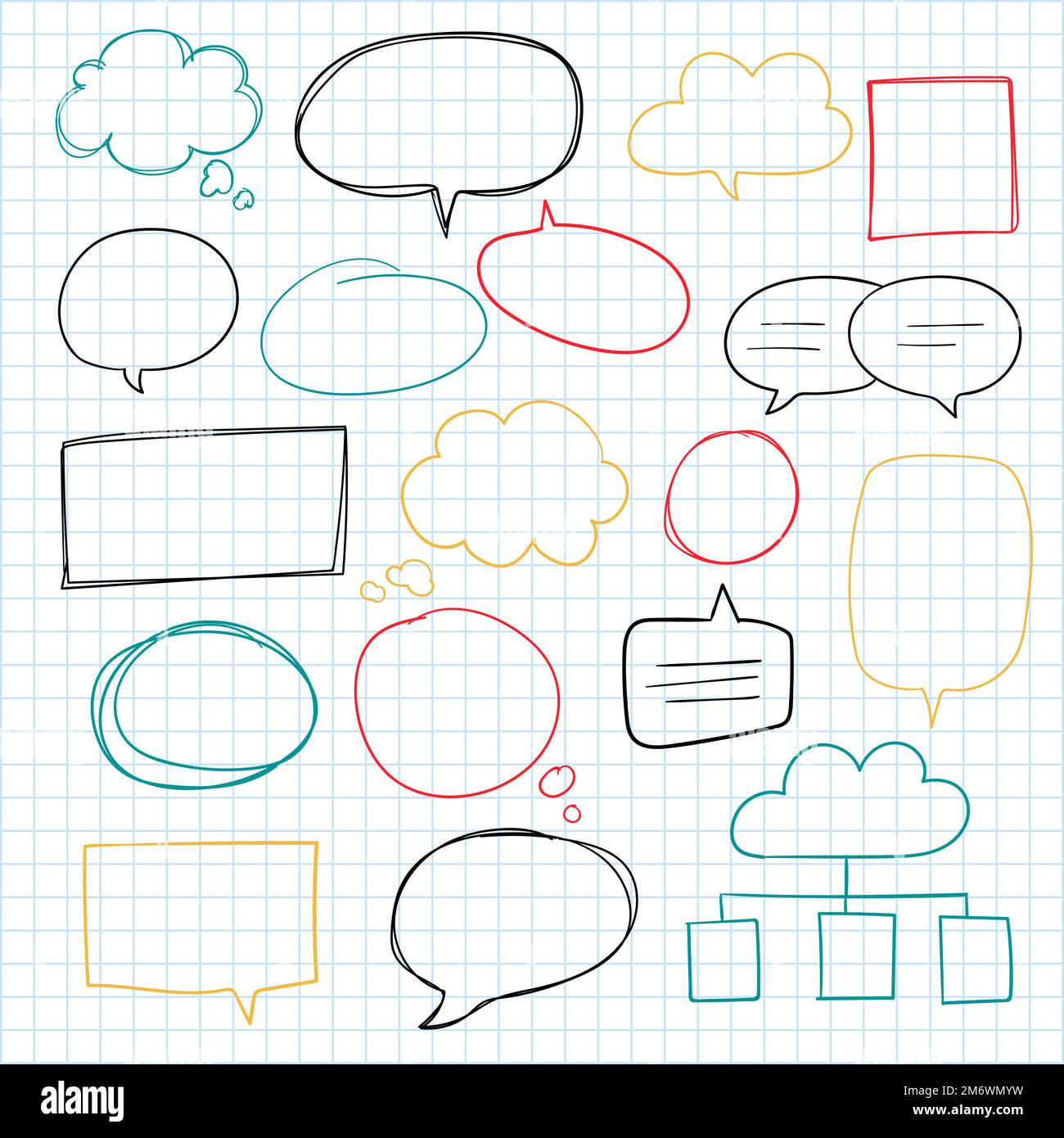 Hand-drawn doodle speech bubbles vector set Stock Vector Image & Art ...